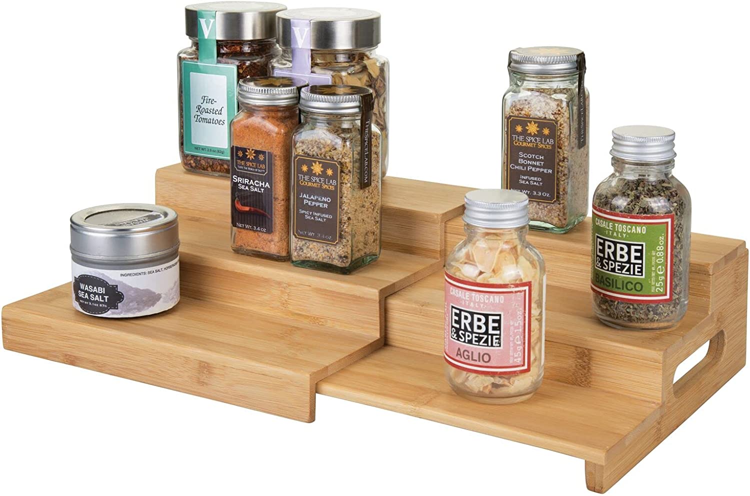 Bamboo Adjustable, Expandable Spice Rack Organizer with 3 Levels ...