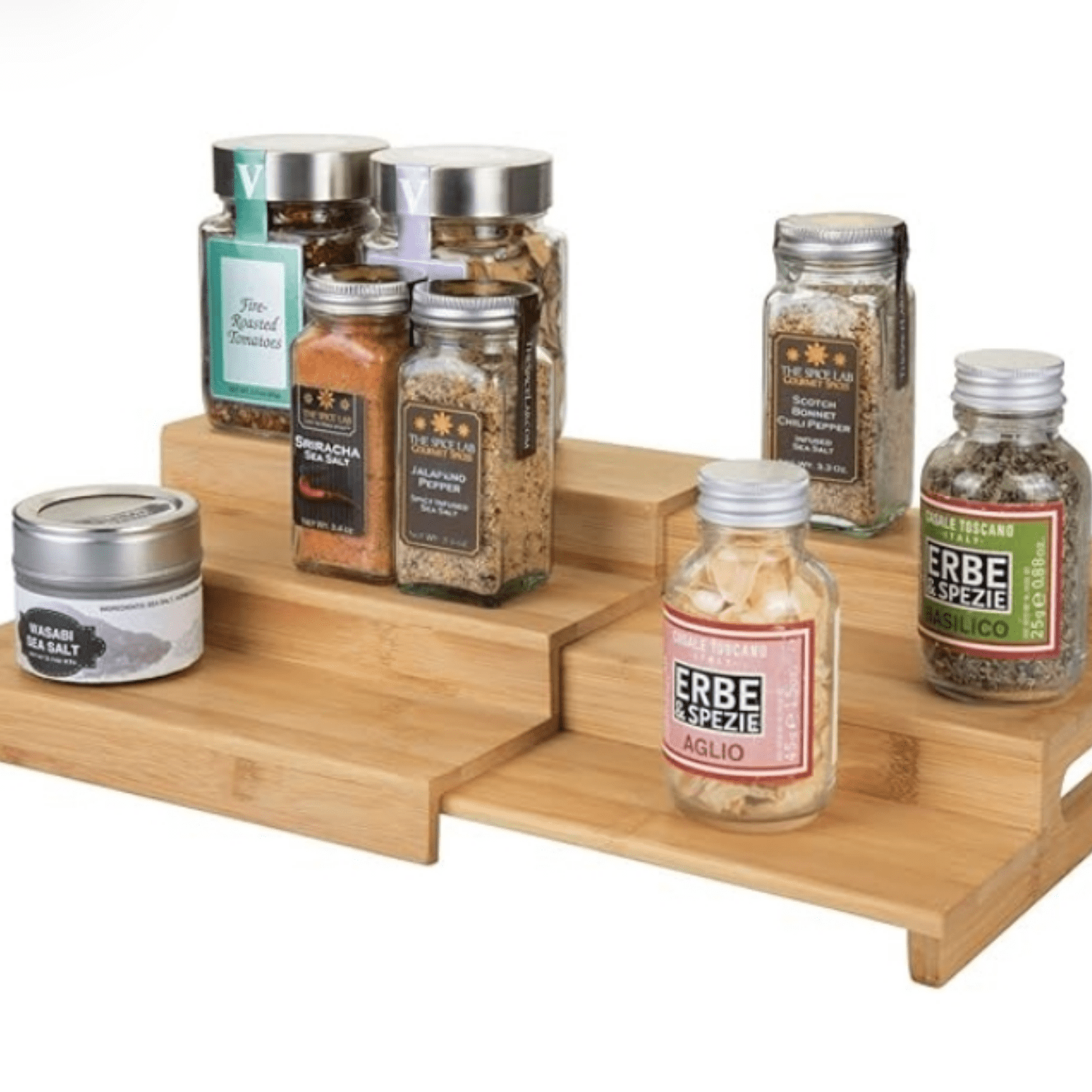 Bamboo Adjustable, Expandable Spice Rack Organizer with 3 Levels ...