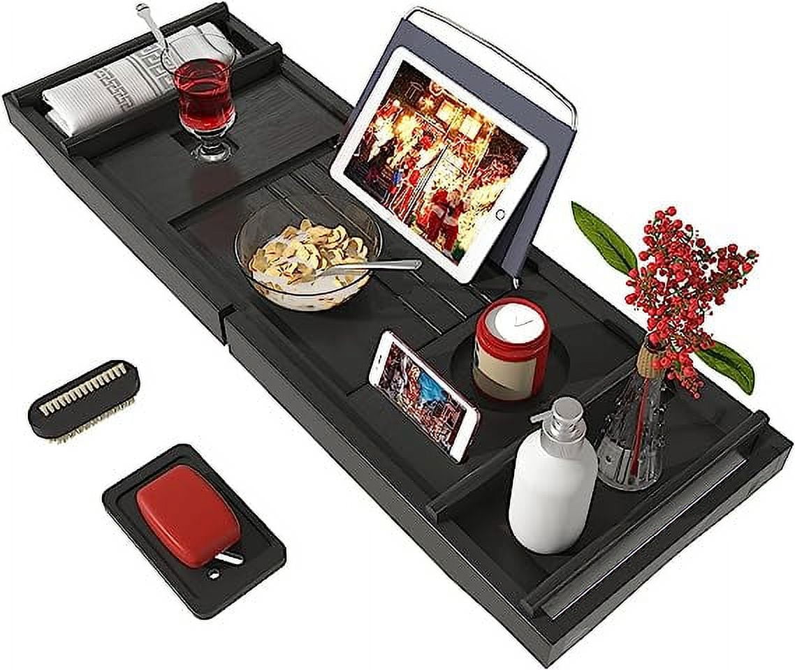 Bamboo Adjustable Organizer Tray for Bathroom with Free Soap Dish ...