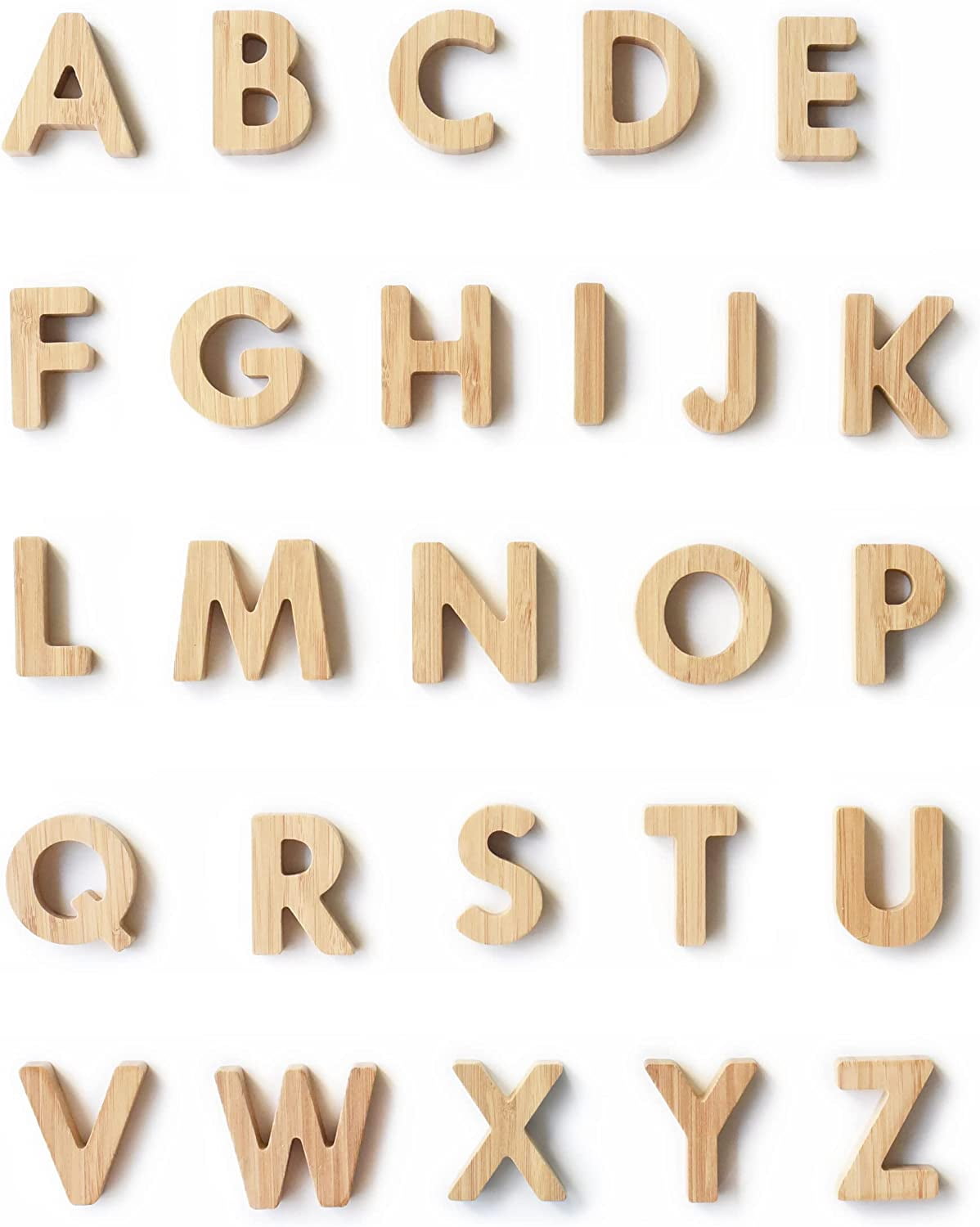 Bamboo Alphabet, Natural Wood Blocks, Sensory Learning Toy, Wooden ...