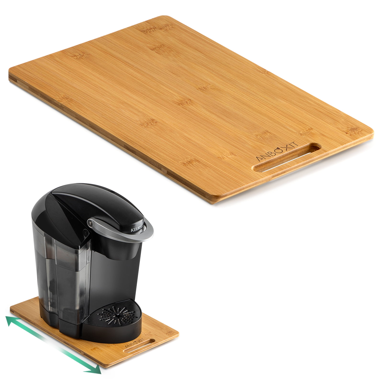 ANBOXIT Bamboo Rolling Kitchen Appliance Tray, 14.5"D x 9.5"W Deep ...