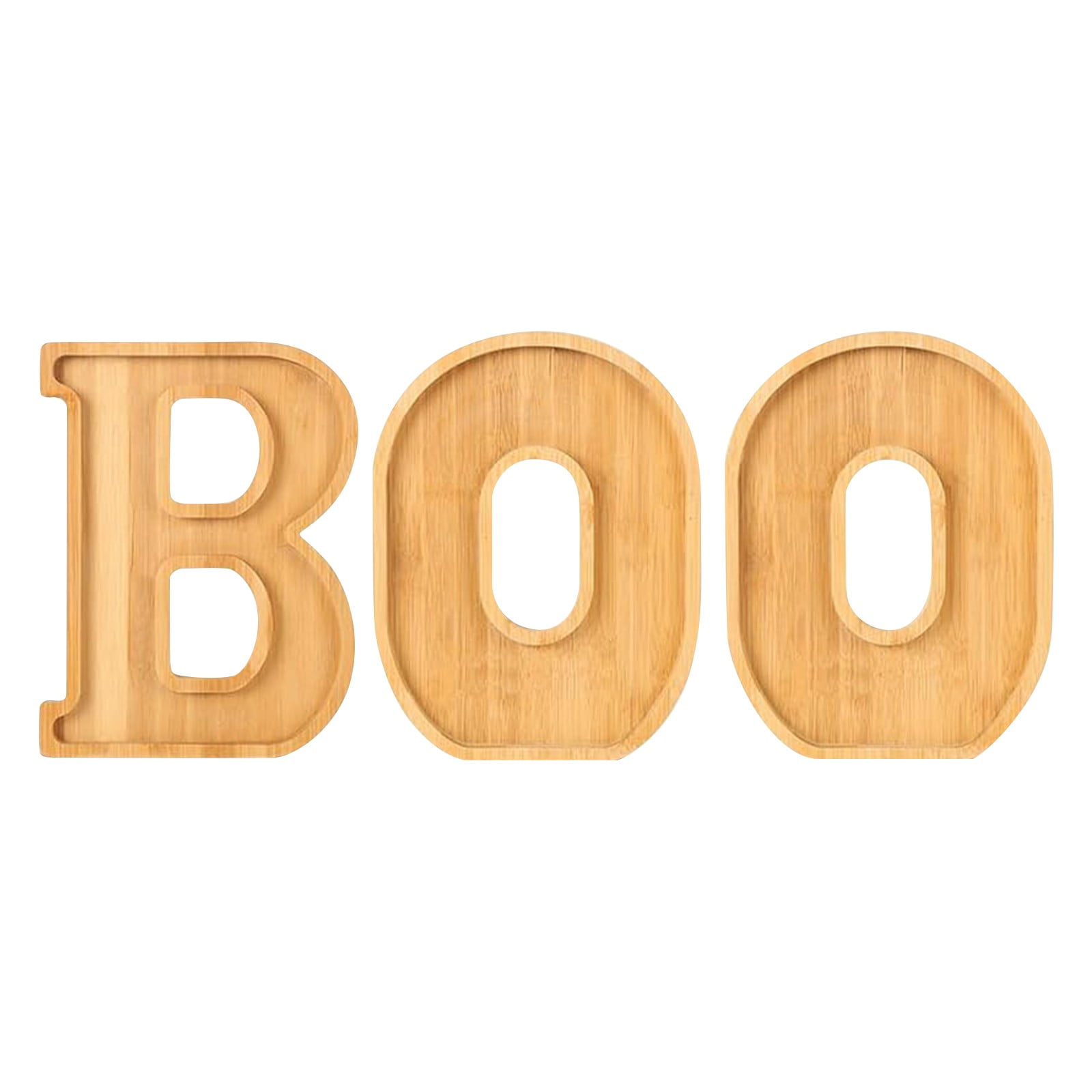 Bamboo BOO Shaped Serving Tray Set – Eco-Friendly Wooden Snack Plates ...