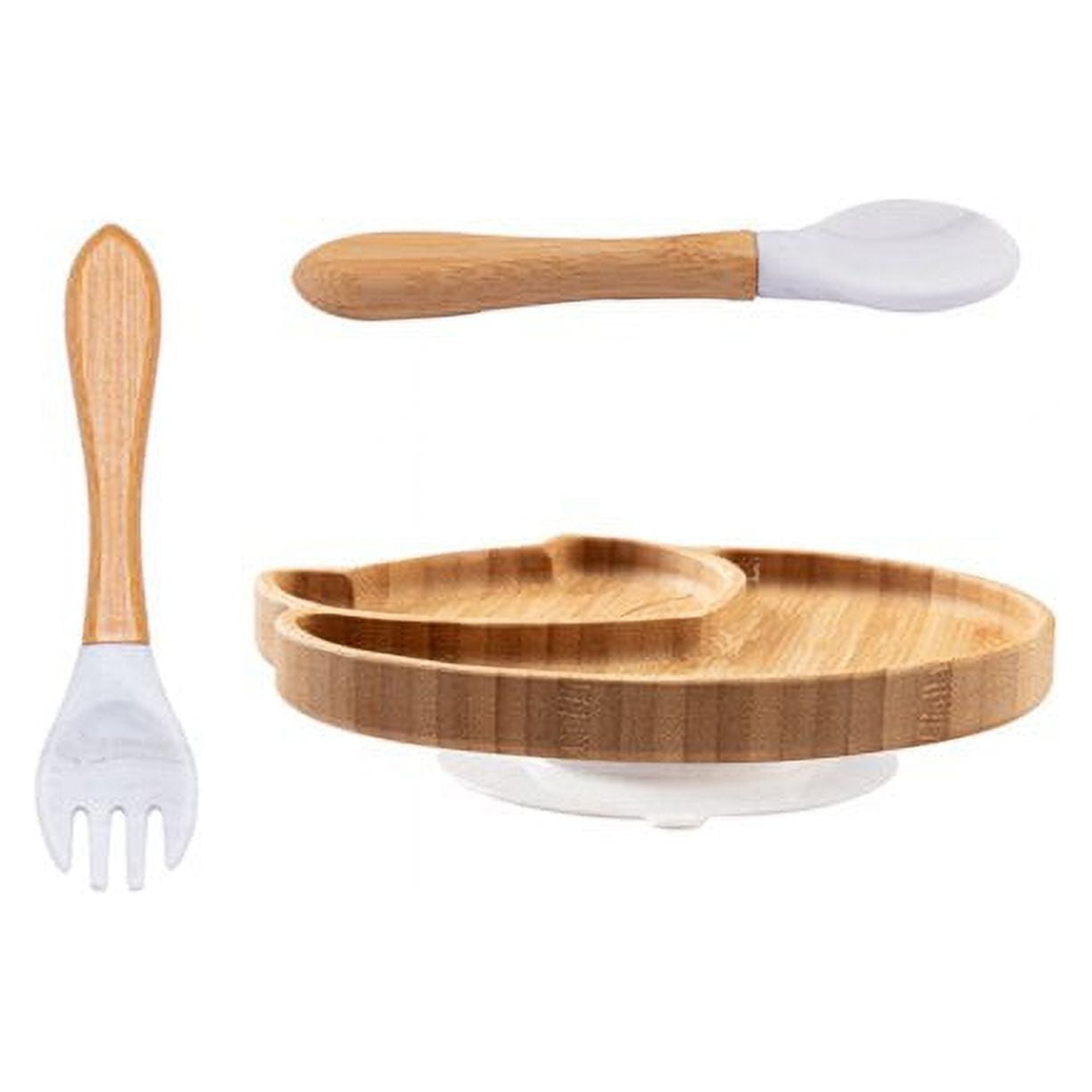 Bamboo Baby Plate - Silicone Suction - Toddler Food Plate with Fork and ...