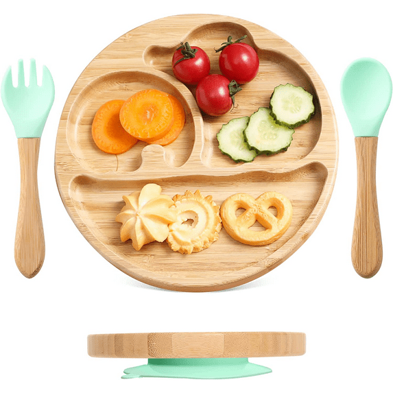 JPH Enterprises LLC Bamboo Baby Plates with Suction, Divided Toddler ...