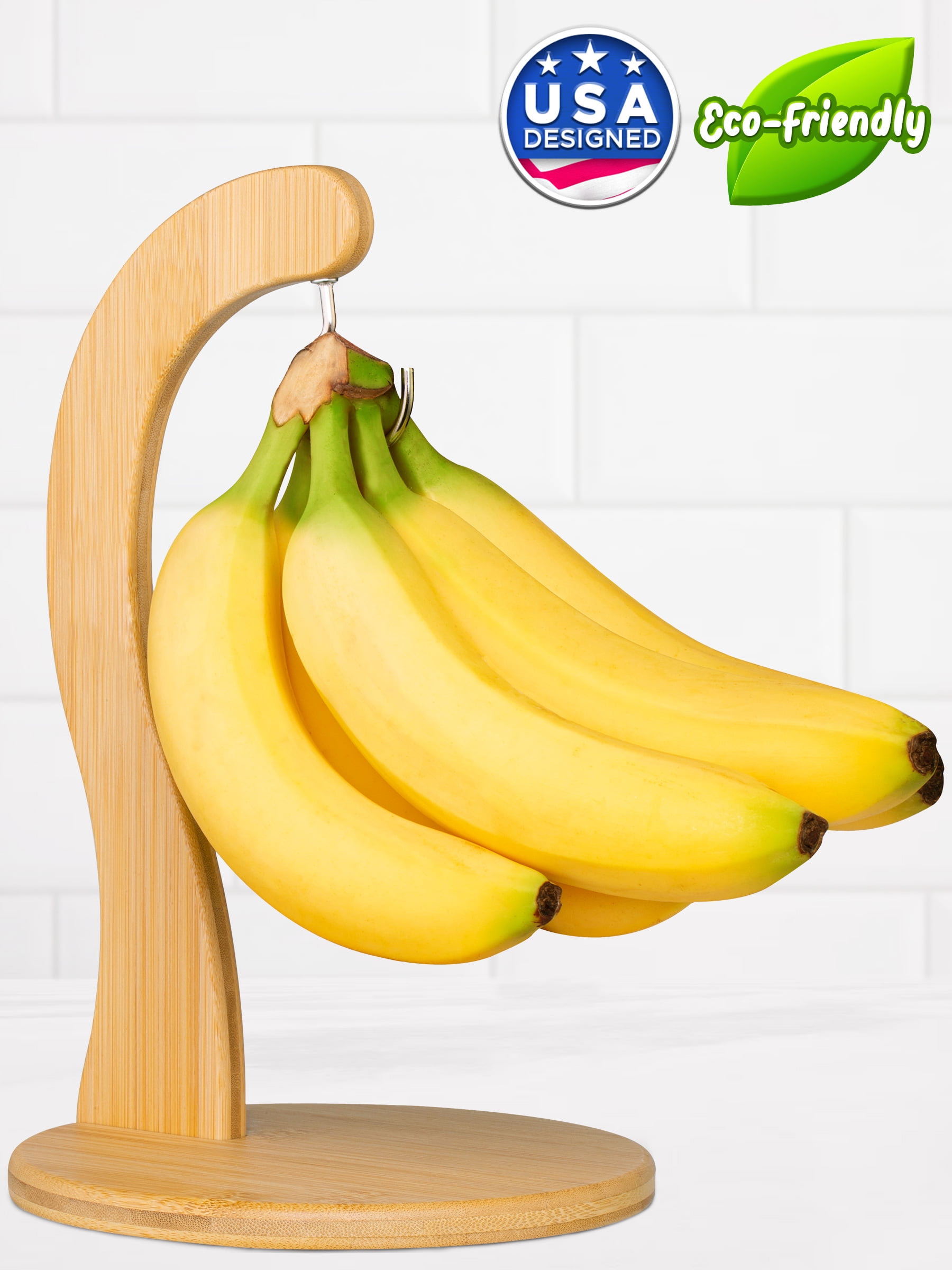 Golden Nature Bamboo Banana Holder with Stainless Steel Hanging Hook ...