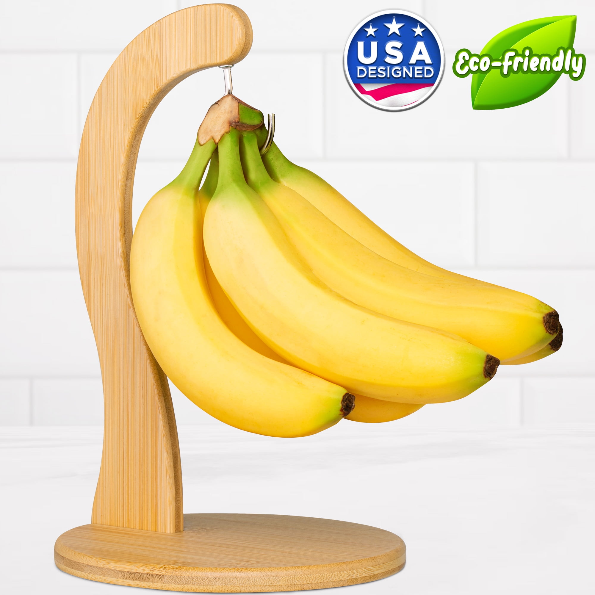Golden Nature Bamboo Banana Holder with Stainless Steel Hanging Hook ...