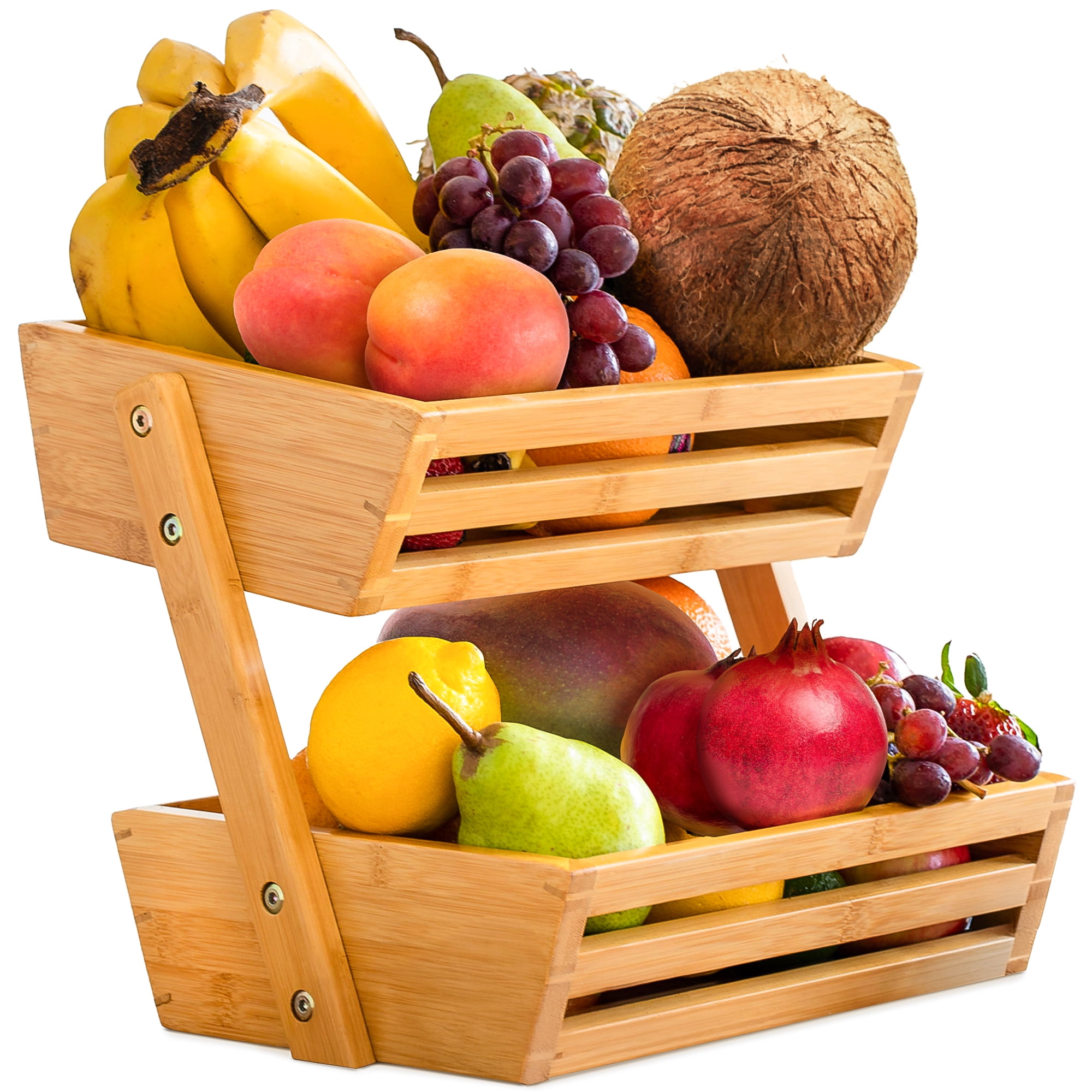 Golden Nature Two-Tier Bamboo Fruit & Vegetable Basket for Kitchen ...