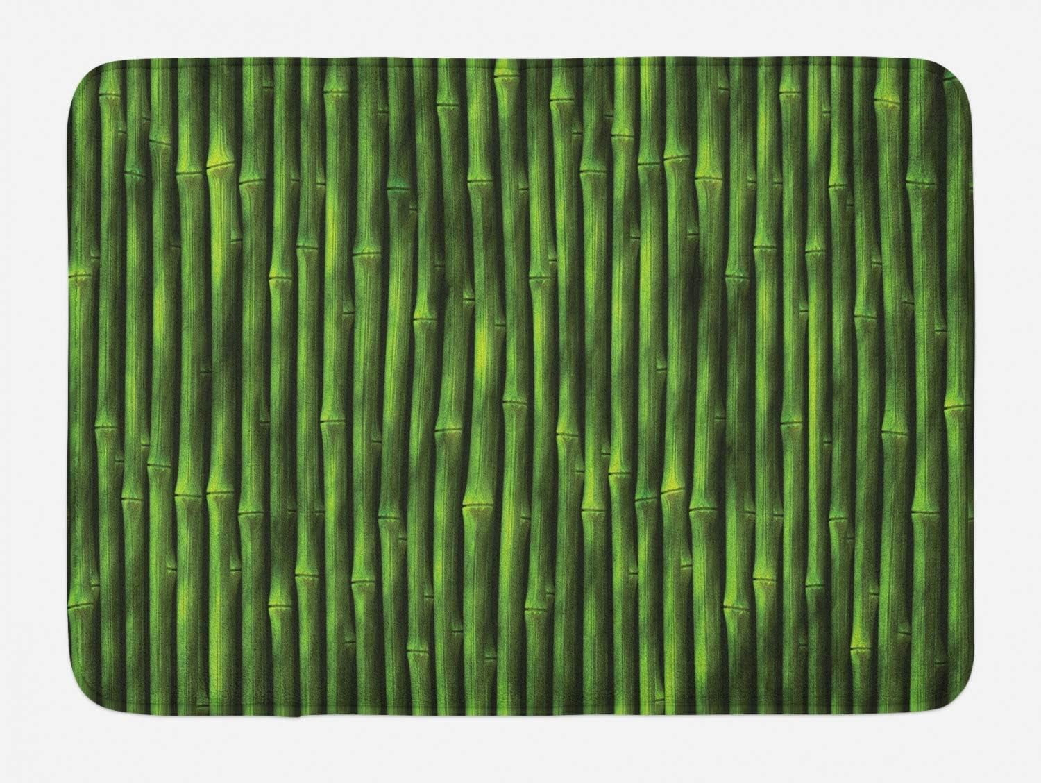 Bamboo Bath Mat, Bamboo Stems Pattern Tropical Nature Inspired ...