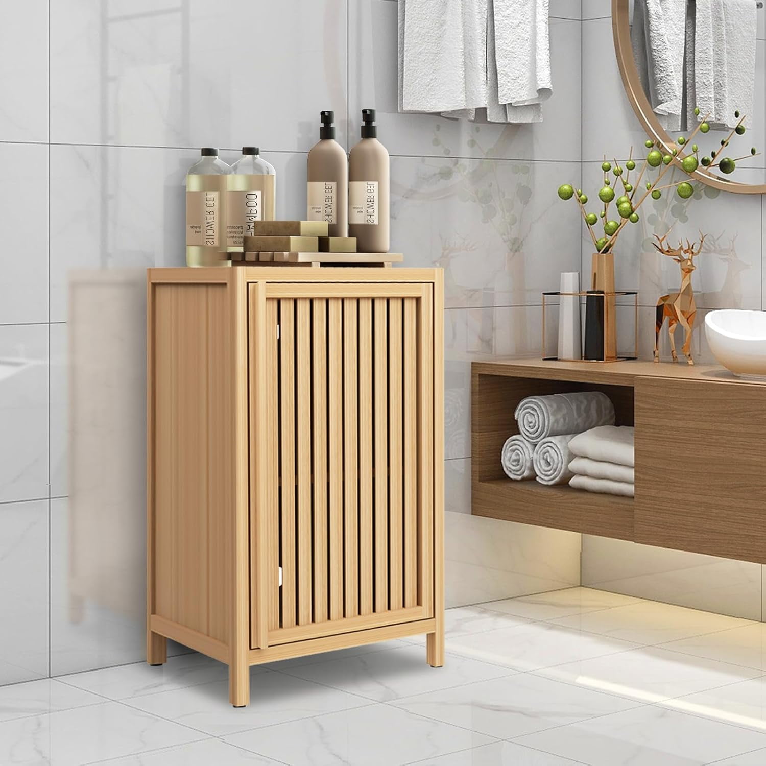Bamboo Bathroom Cabinet Freestanding Bamboo Storage Cabinet with Door ...