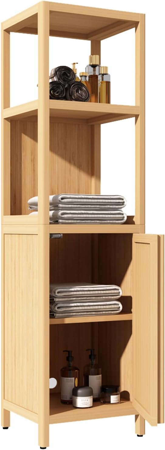 Bamboo Bathroom Cabinet Freestanding Bamboo Storage Cabinet with Door ...