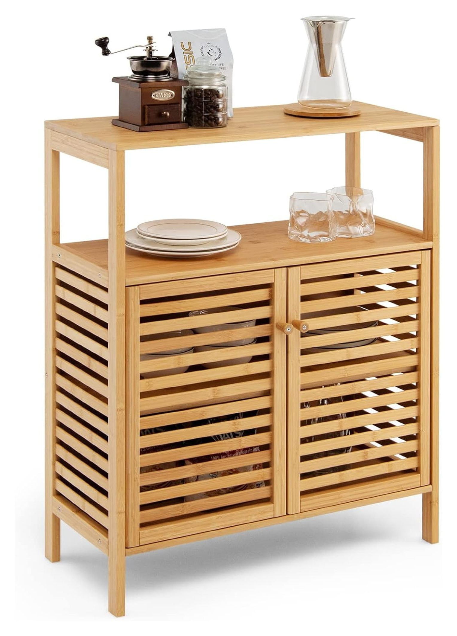 Bamboo Bathroom Cabinet, Freestanding Storage Cabinet Organizer with ...