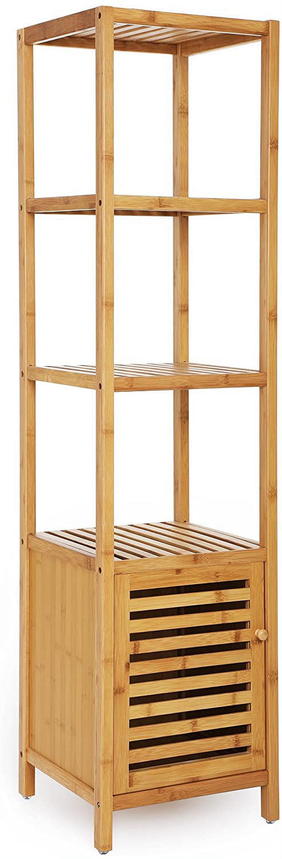 Bamboo Bathroom Storage Floor Cabinet, 4 Tiers Multifunctional Floor ...