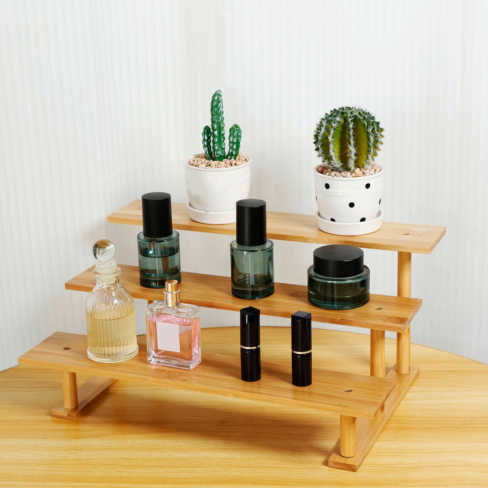Bamboo Bathroom counter Organizer, Perfume Display Riser Stand,3 tier ...
