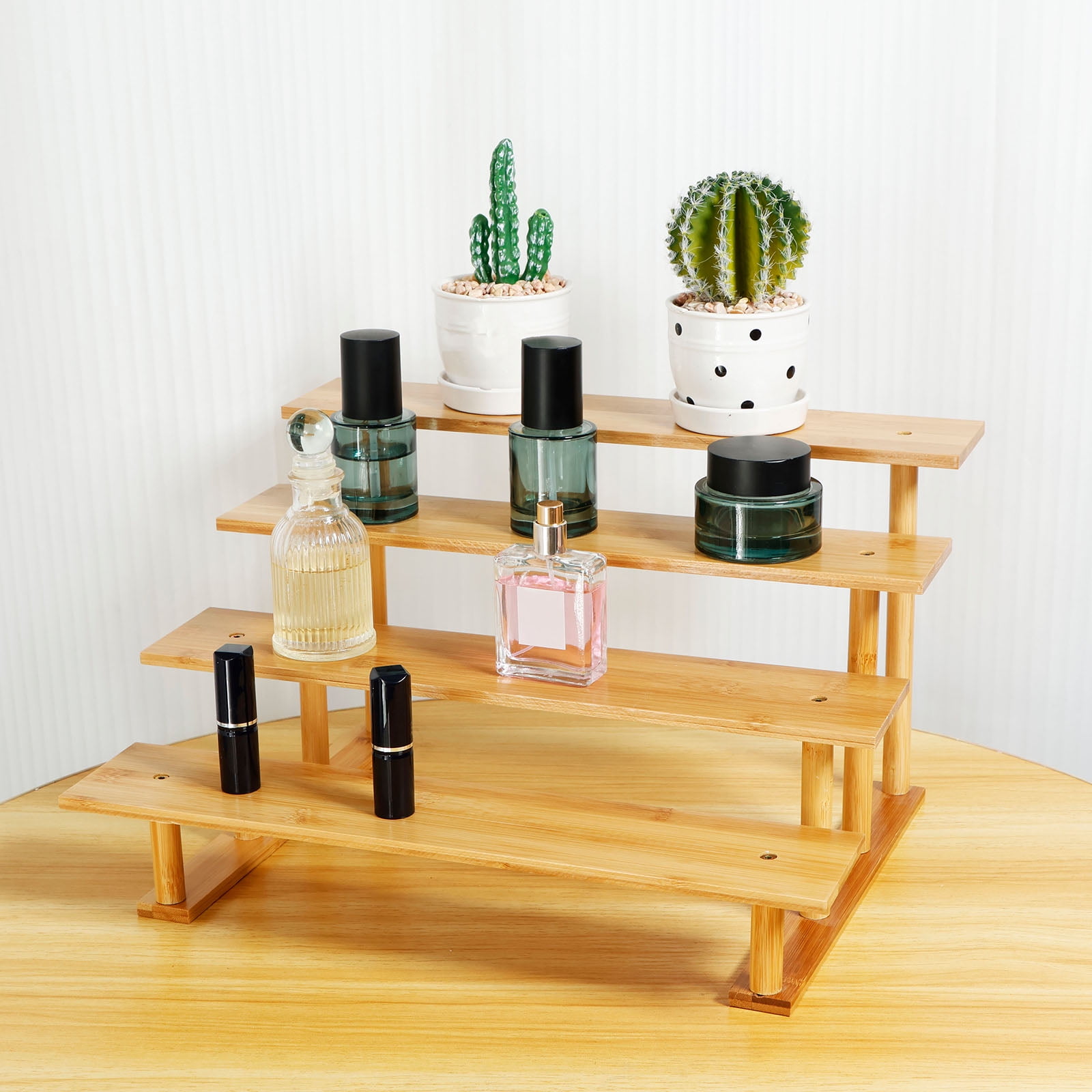 Bamboo Bathroom counter Organizer, Perfume Display Riser Stand,4 tier ...