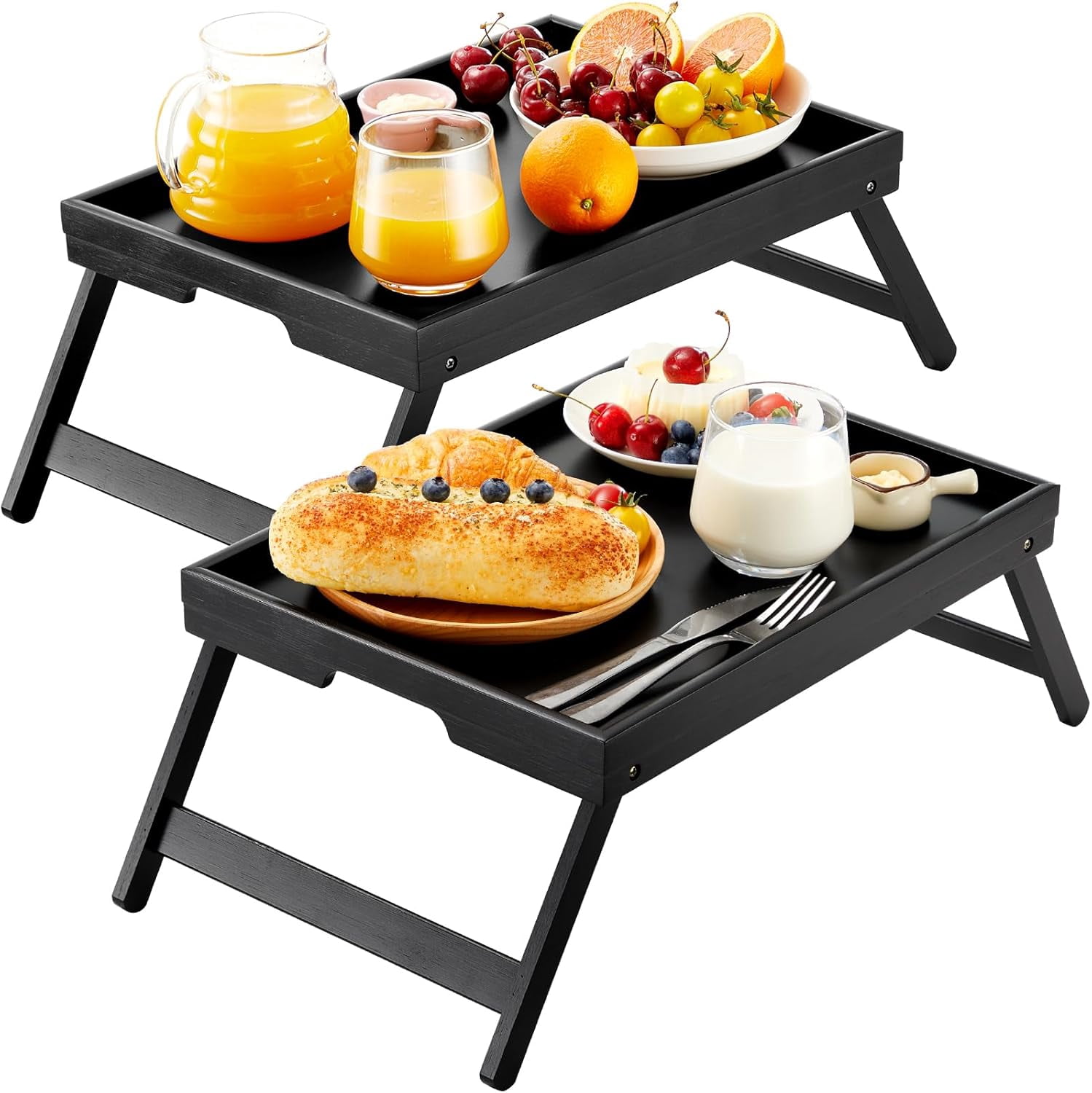 Bamboo Bed Breakfast Tray with Foldable Legs, Handles, Ideal for Kids ...