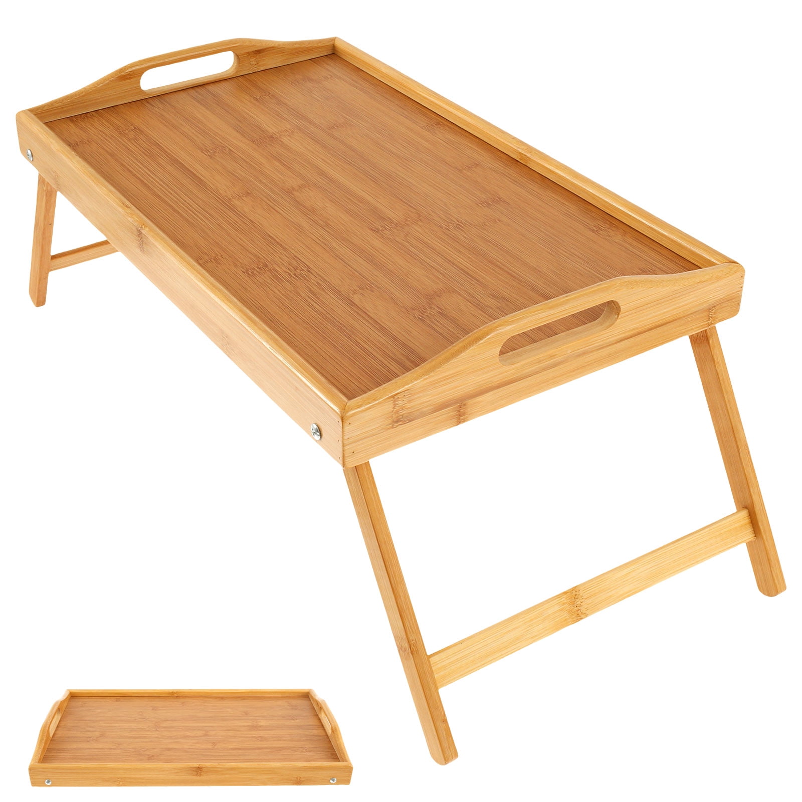 Bamboo Bed Table Tray Breakfast Tray with Foldable Legs and Handles Multipurpose Breakfast in ...