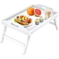 Foldable Bamboo Bed Tray Table: Portable Wood Breakfast Trays for Bed ...