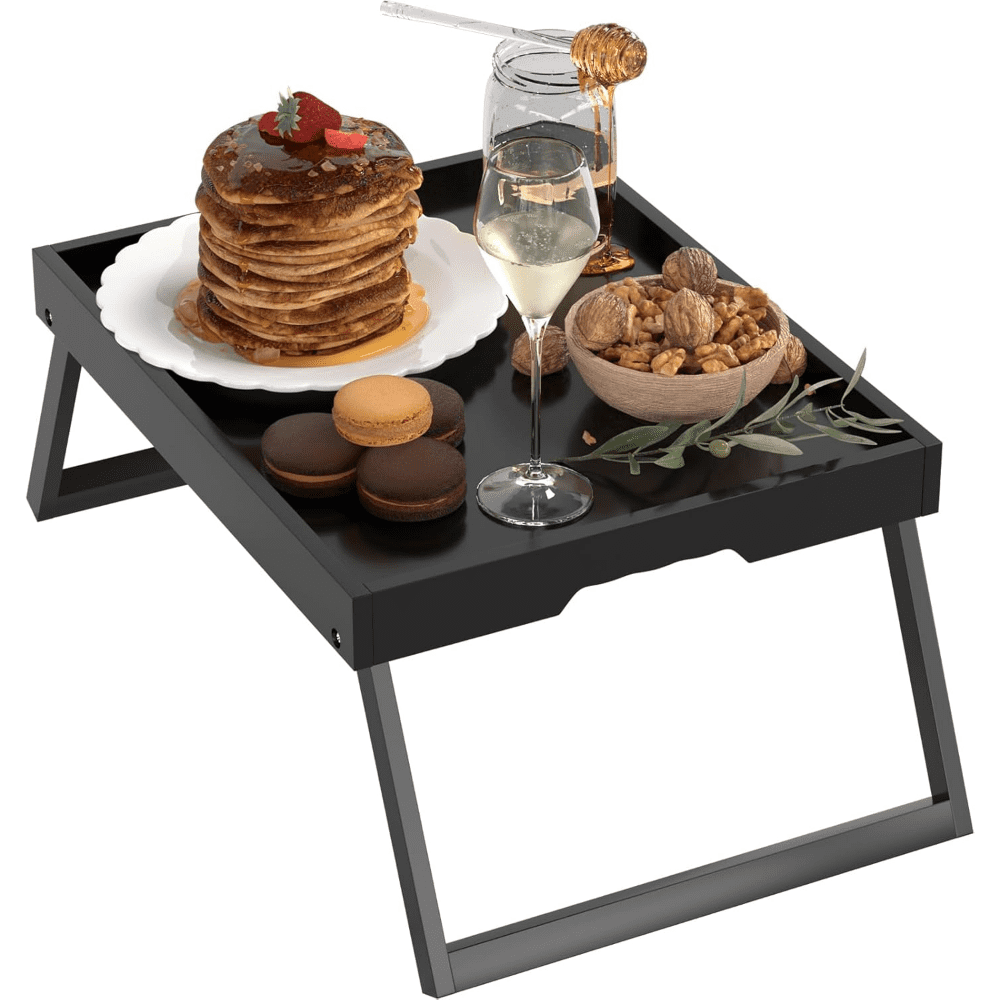 Bamboo Bed Tray Table with Foldable Legs, Breakfast in Bed Tray for ...