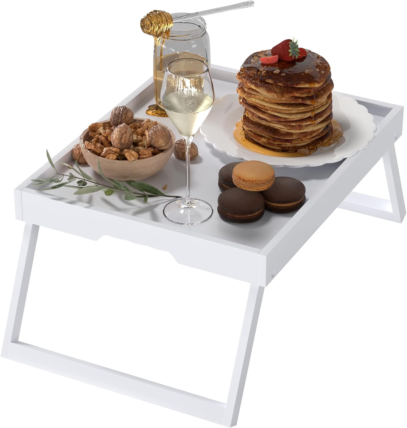 Bamboo Bed Tray Table with Foldable Legs, Breakfast in Bed Tray for ...