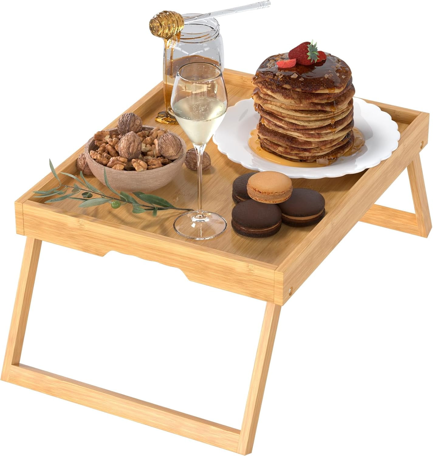 Bamboo Bed Tray Table with Foldable Legs, Breakfast in Bed Tray for ...