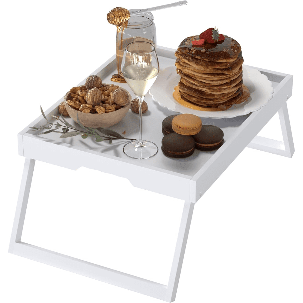 Bamboo Bed Tray Table with Foldable Legs, Breakfast in Bed Tray for ...