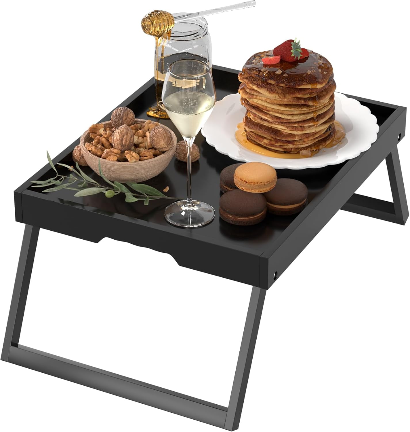 Bamboo Bed Tray Table with Foldable Legs, Breakfast in Bed Tray for ...