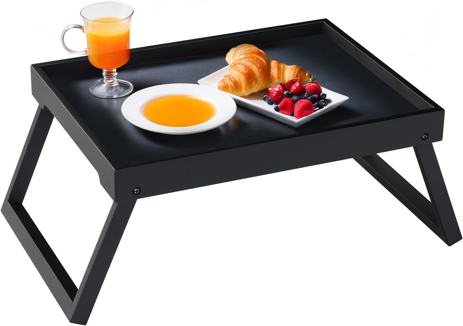 Bamboo Bed Tray Table with Folding Leg, Breakfast in Bed Tray for ...