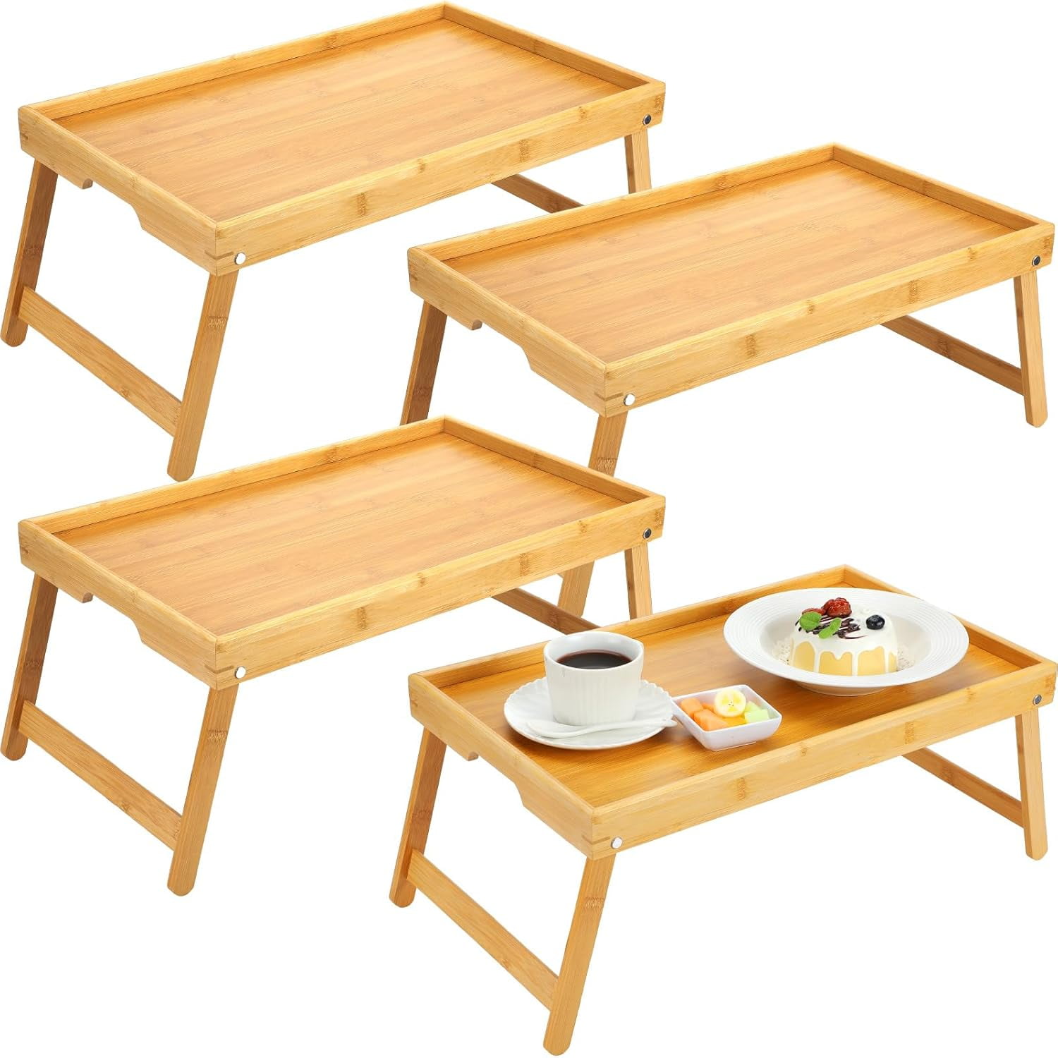Bamboo Bed Tray Table with Folding Legs Breakfast in Bed Tray Serving ...