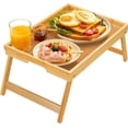 Bamboo Bed Tray Table with Foldable Legs, Breakfast Tray for Sofa, Bed ...