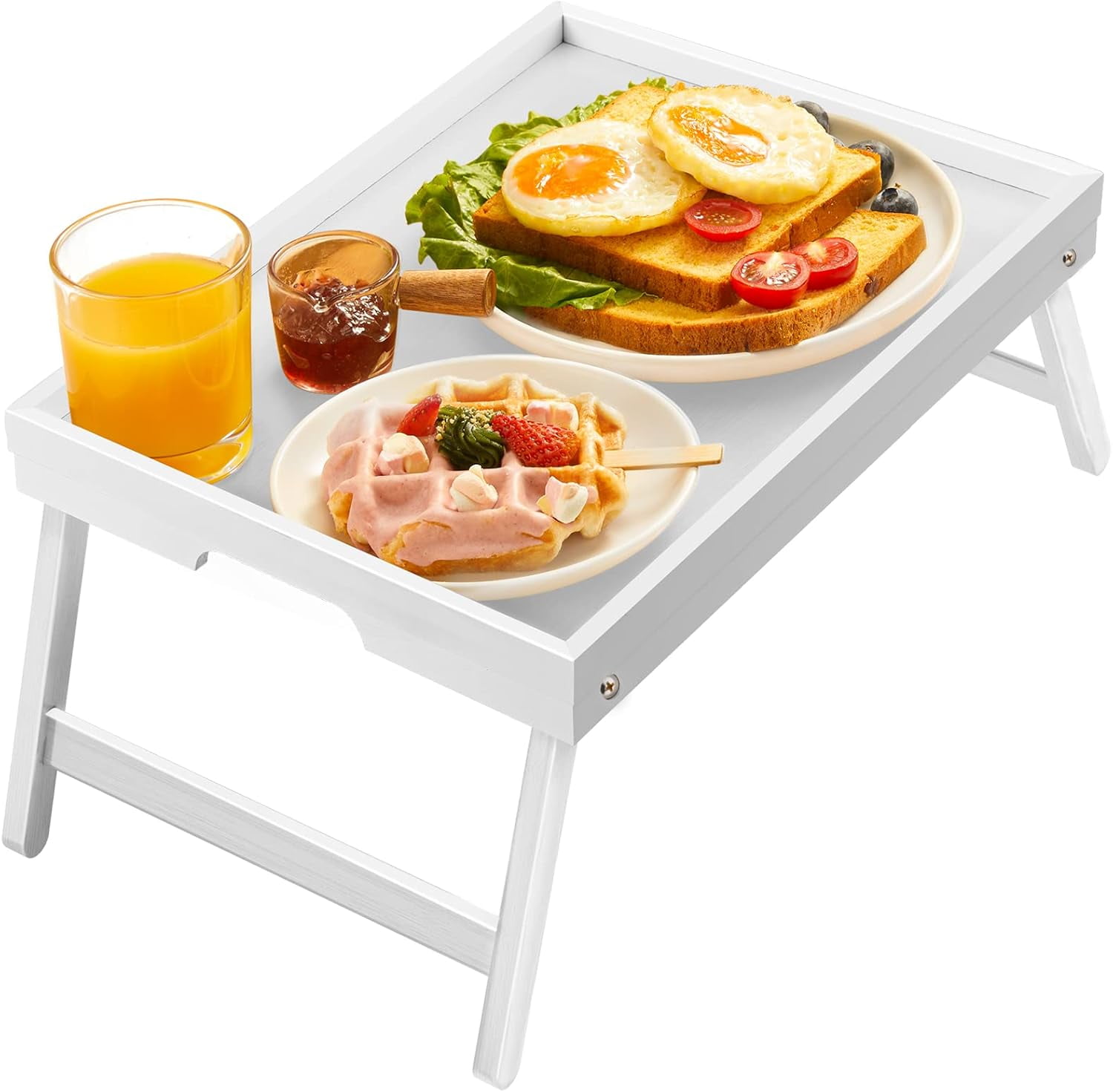 Bamboo Bed Tray Table with Foldable Legs, Breakfast Tray for Sofa, Bed ...