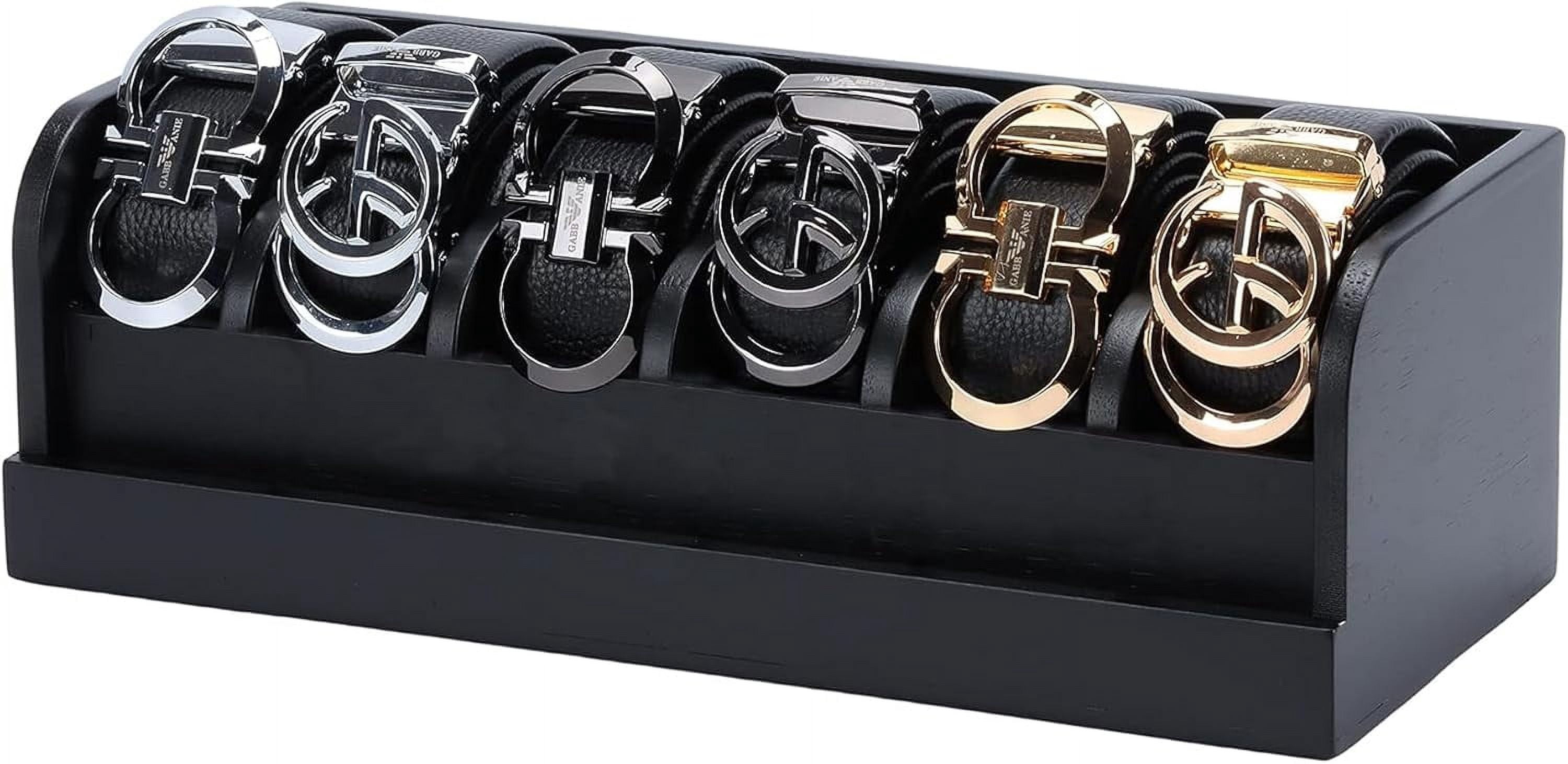 Bamboo Belt Organizer Box,6 Grids Belt Rack, Belt Organizer for Closet ...