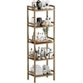 Bamboo Book Shelf, Tall Narrow Bookcase, Bathroom Shelving Unit 5 Tier ...