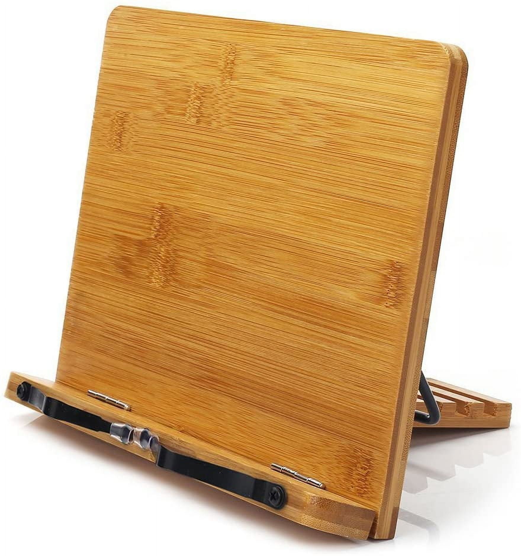Bamboo Book Stand, Adjustable Holder Tray and e Paper Clips-Cookbook ...