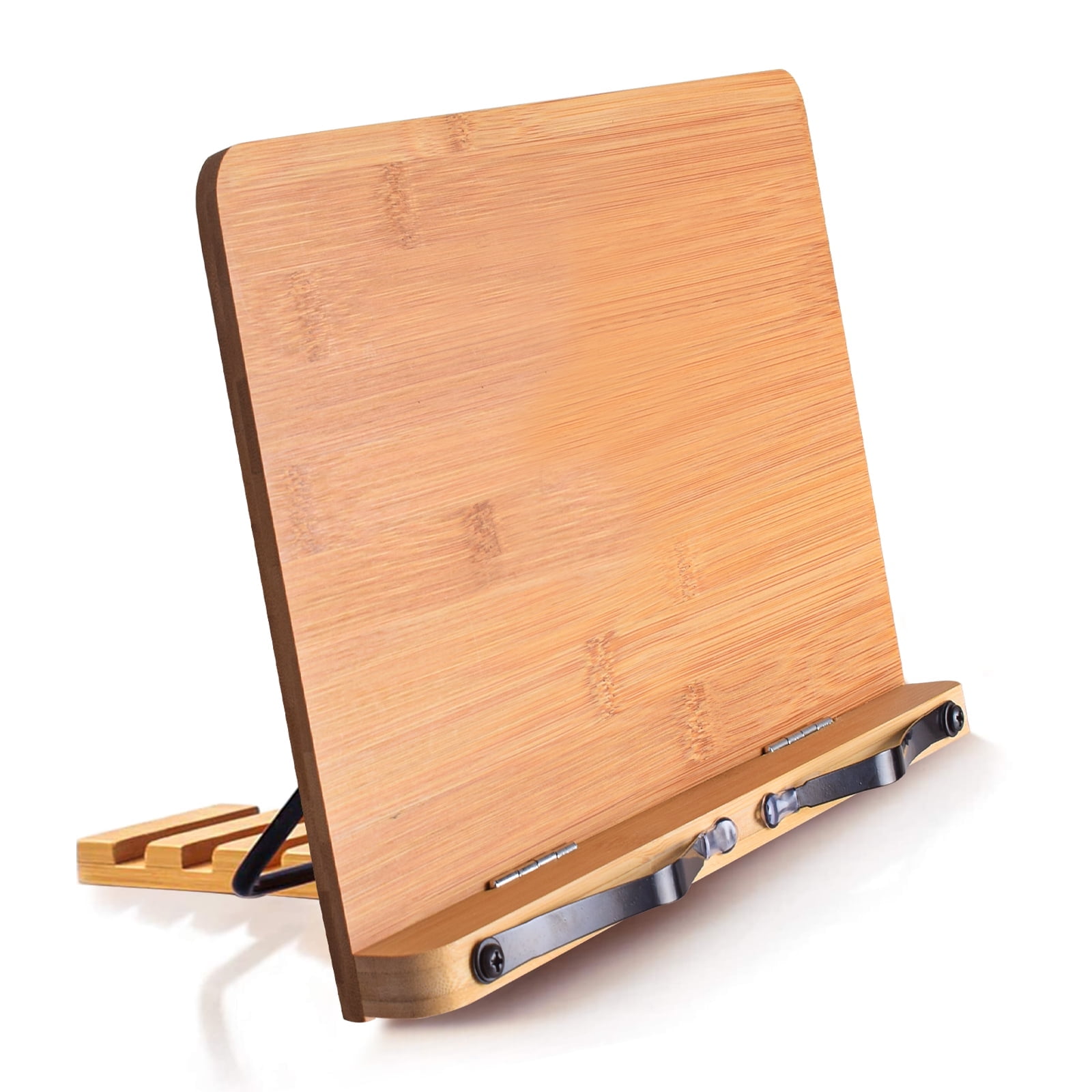 Bamboo Book Stand, Adjustable Book Holder Tray and Page Paper Clips ...