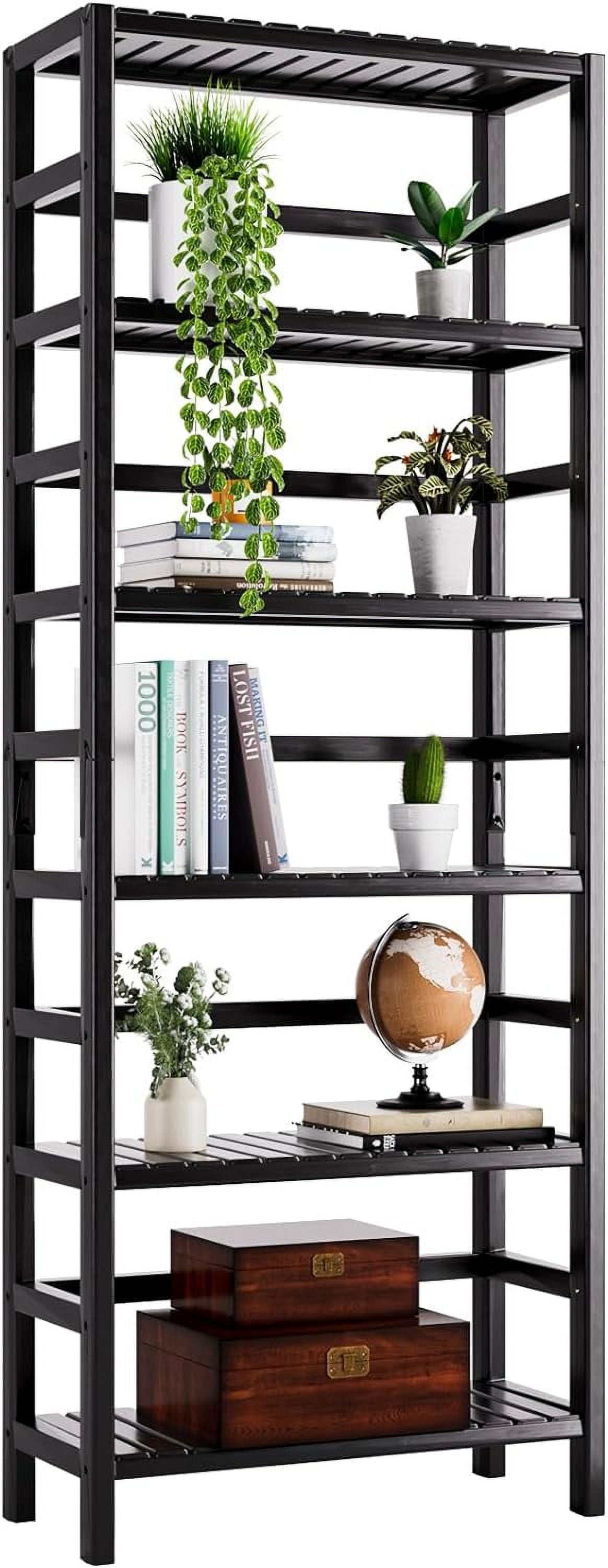 Bamboo Bookshelf, 6-Tier Tall Open Bookcase with Adjustable Shelves ...