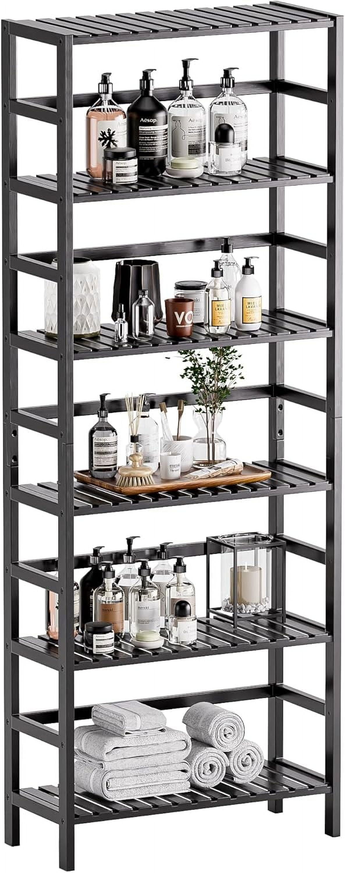 Bamboo Bookshelf, 6-Tier Tall Open Bookcase with Adjustable Shelves ...