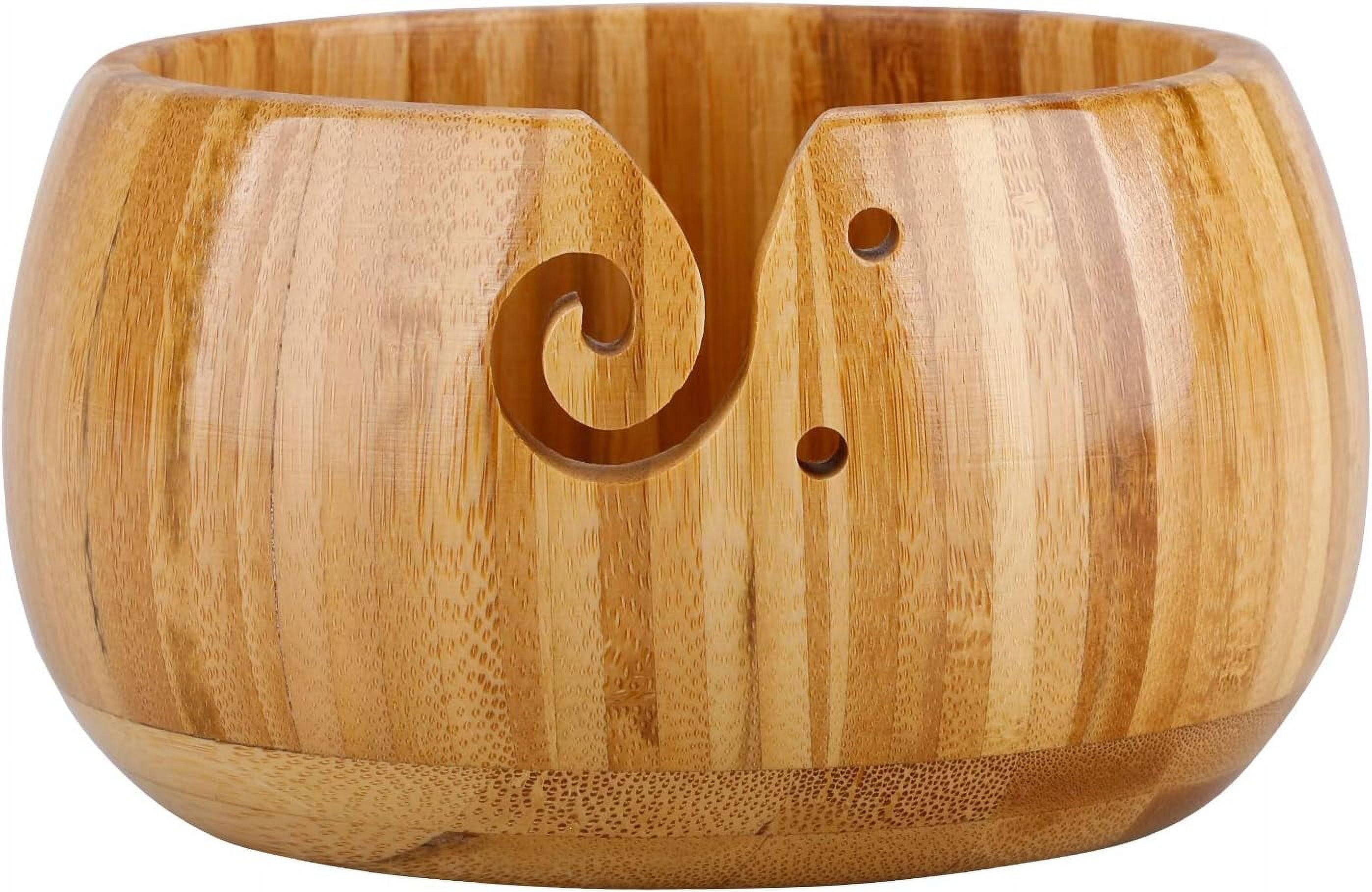 Bamboo Bowl Yarn Bowl, Knitting Bowl, Large Yarn Storage for Crochet ...