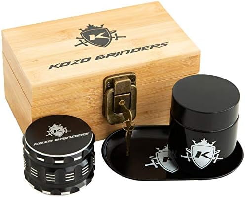 Bamboo Box with Accessories,Grinder, Tray, and a Jar. Built-in Lock ...