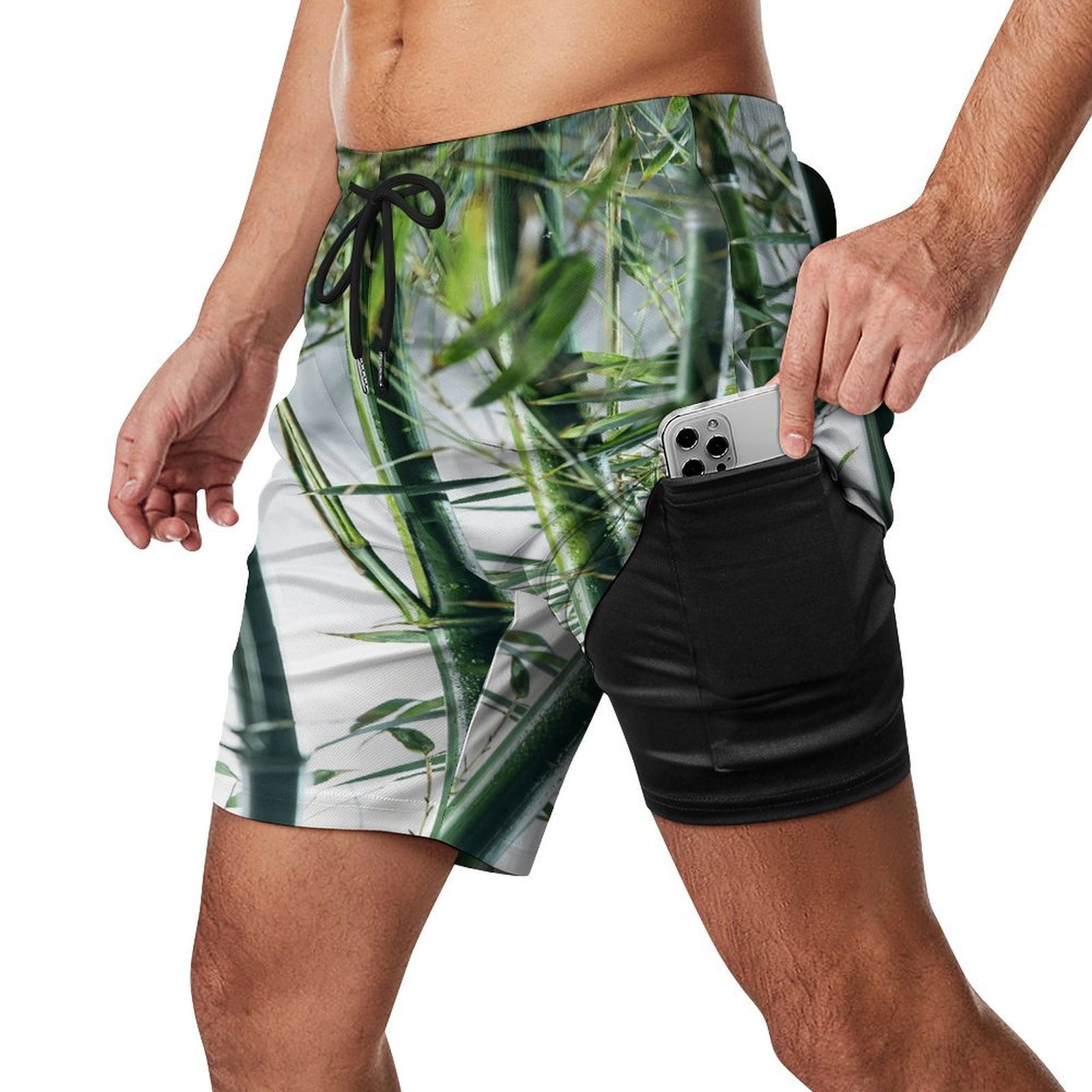Bamboo Branches Pictures Quick Dry Swimming Shorts For Men Swimwear ...