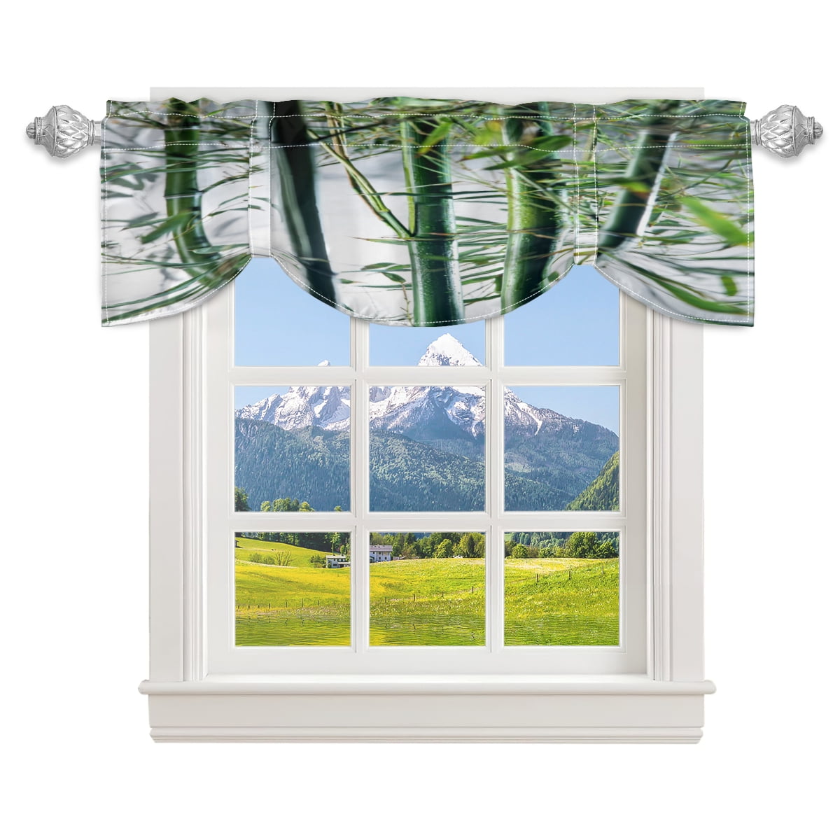 Bamboo Branches Pictures Short Window Curtain Adjustable Tie Up Valance ...