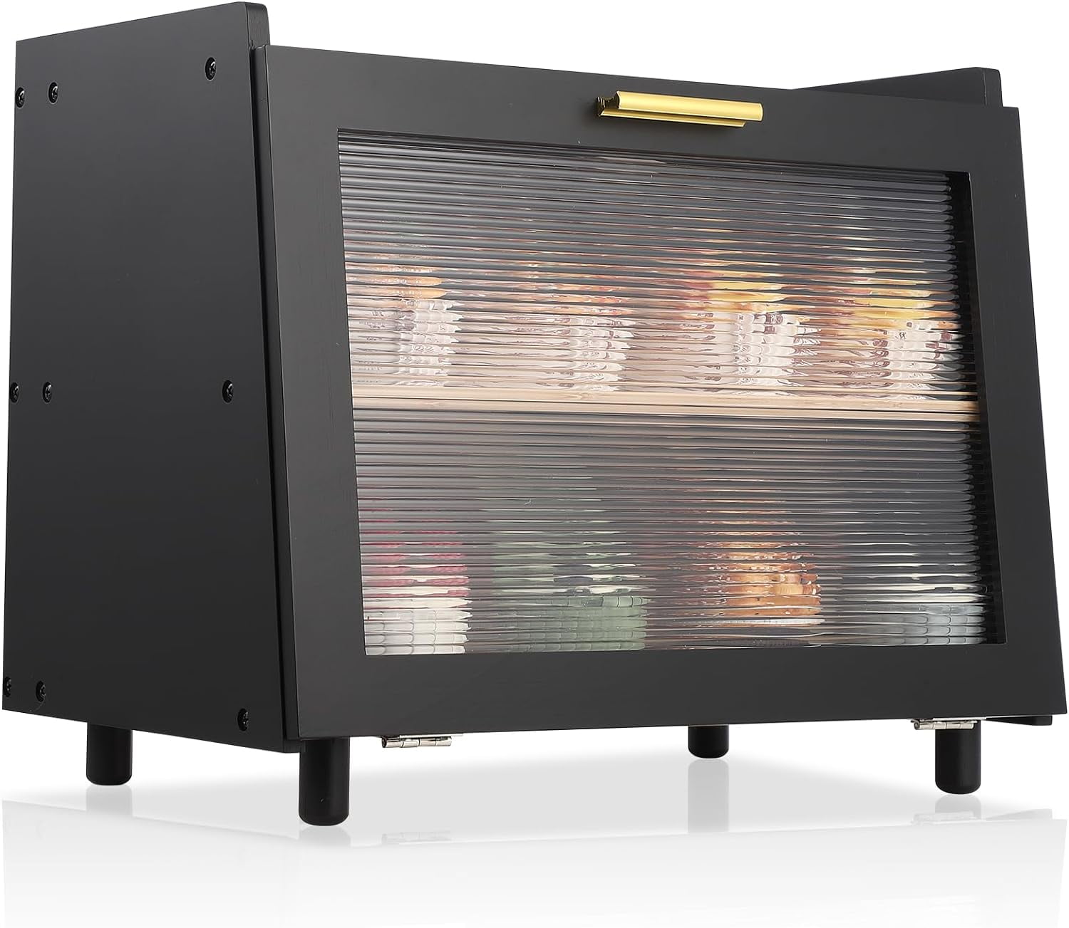 Bamboo Bread Bin with Clear Window, Double-Layer Bread Storage Box for ...