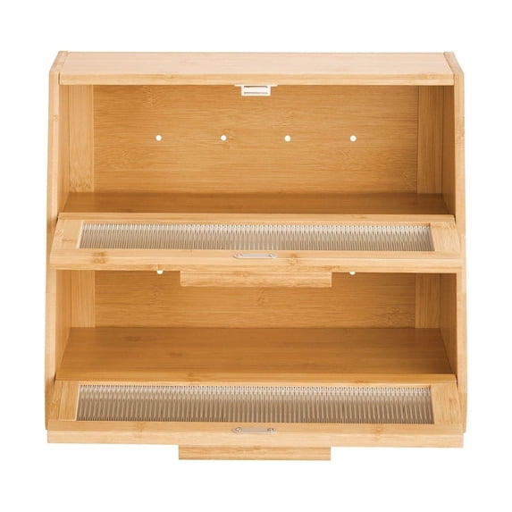 Bamboo Bread Box for Kitchen Counter, Double Layer Bread Storage ...