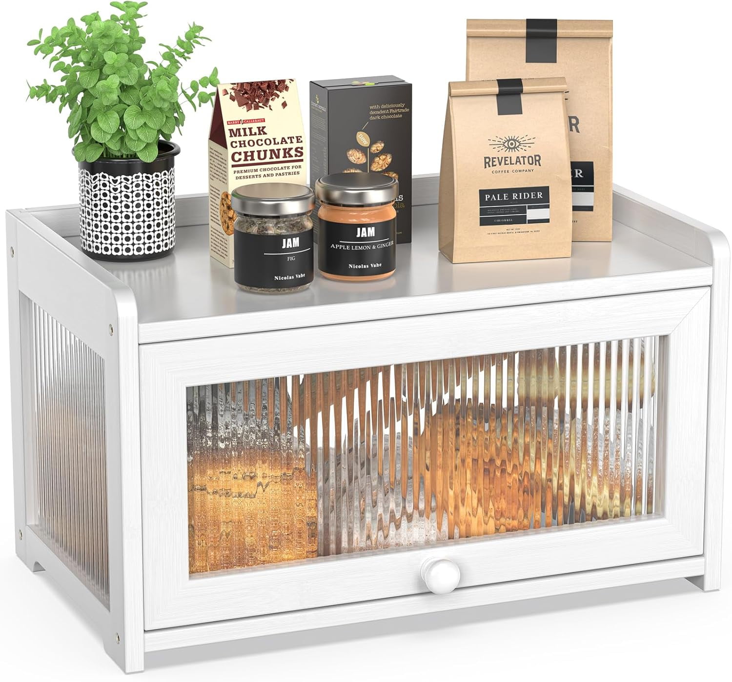 Bamboo Bread Box for Kitchen Counter, Large Capacity Bread Storage ...