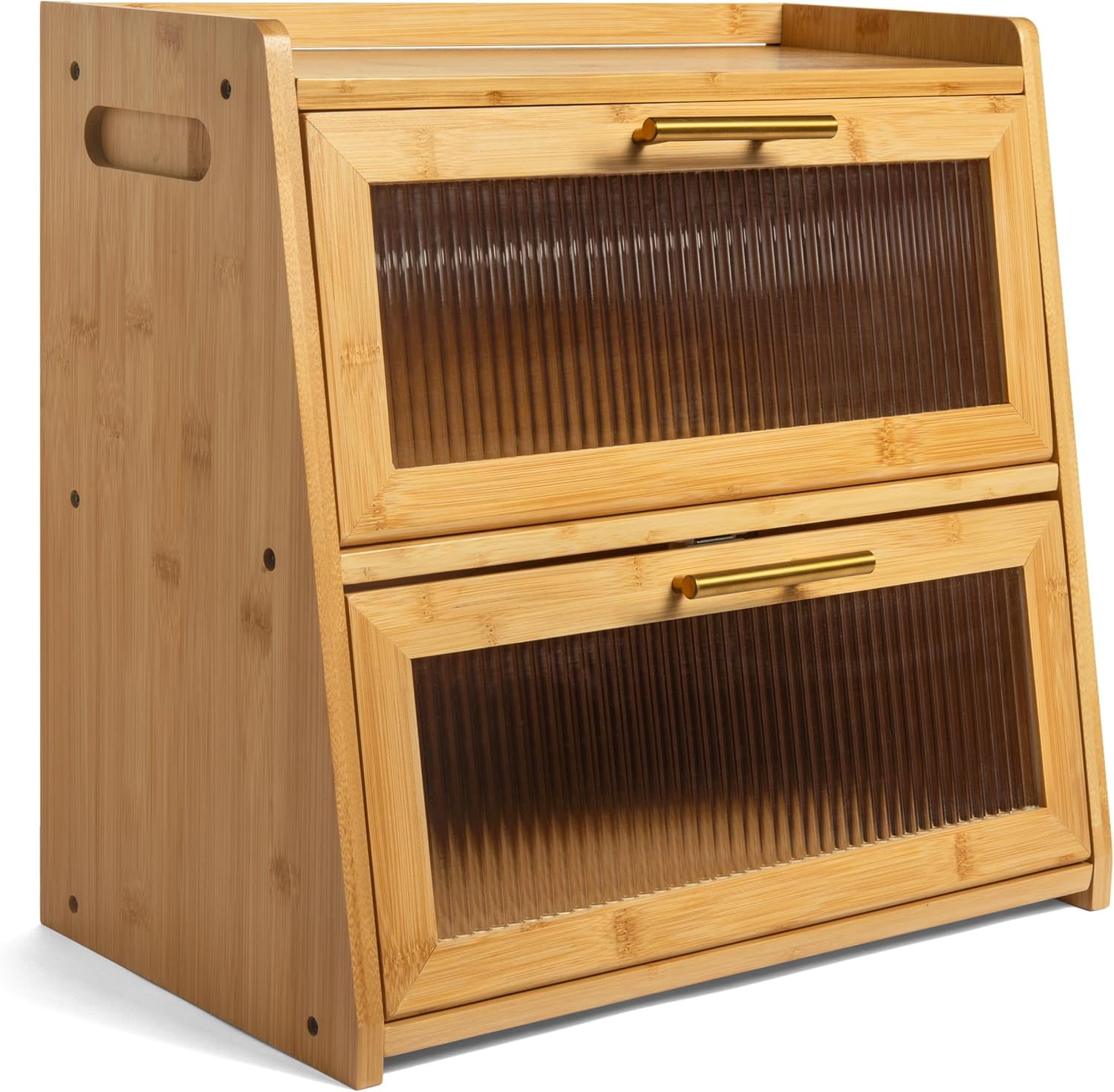 Bamboo Bread Box for Kitchen Countertop, Large Dual-Layer Breadbox ...