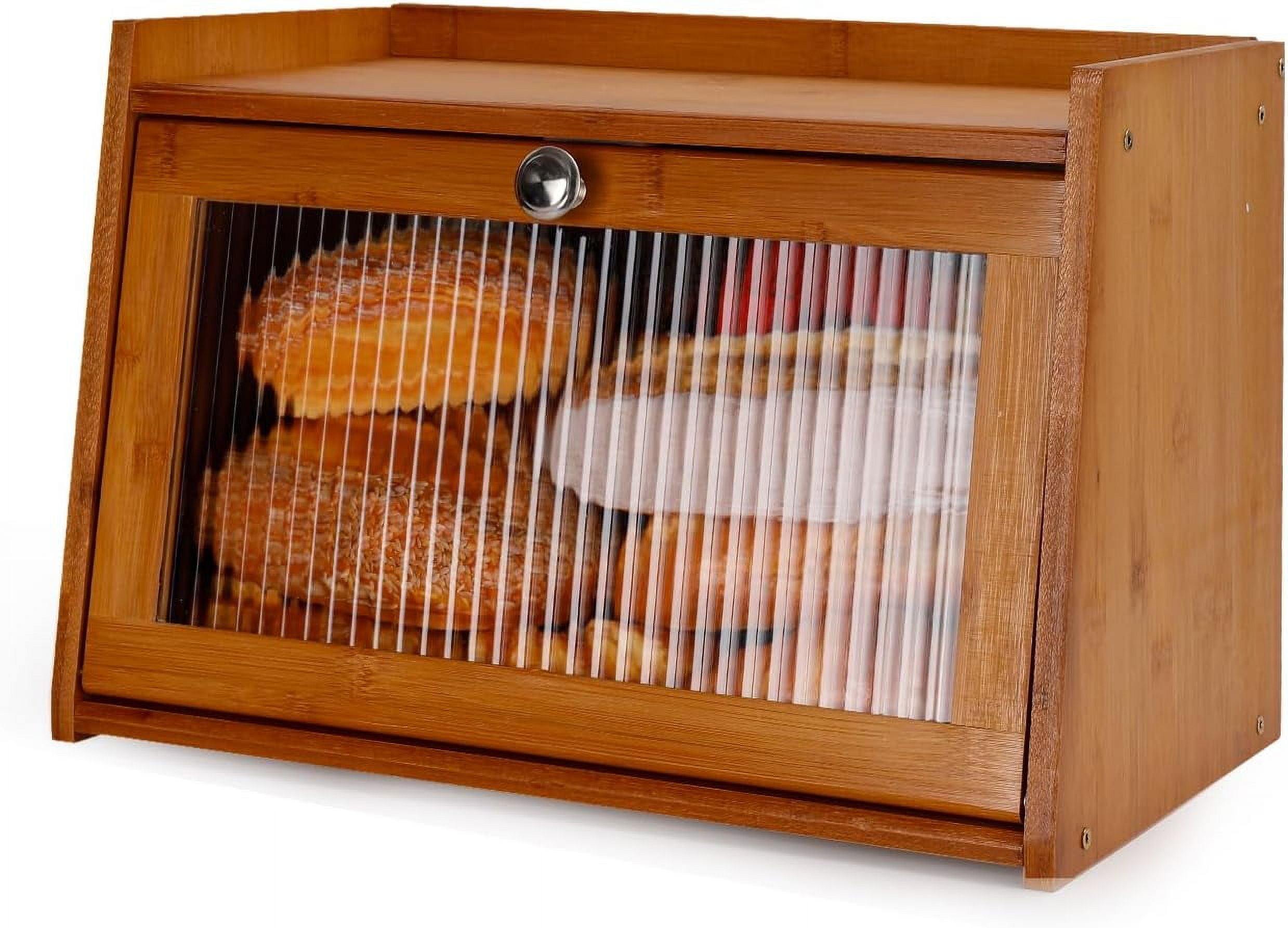 Bamboo Bread Box for Kitchen , Large Bread Storage Container for ...