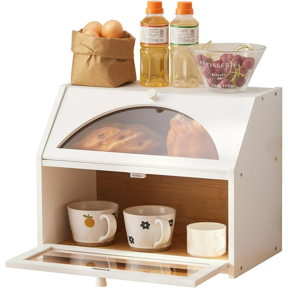 Totally Bamboo Rustic Kitchen Counter Double Layer Bread Box with ...