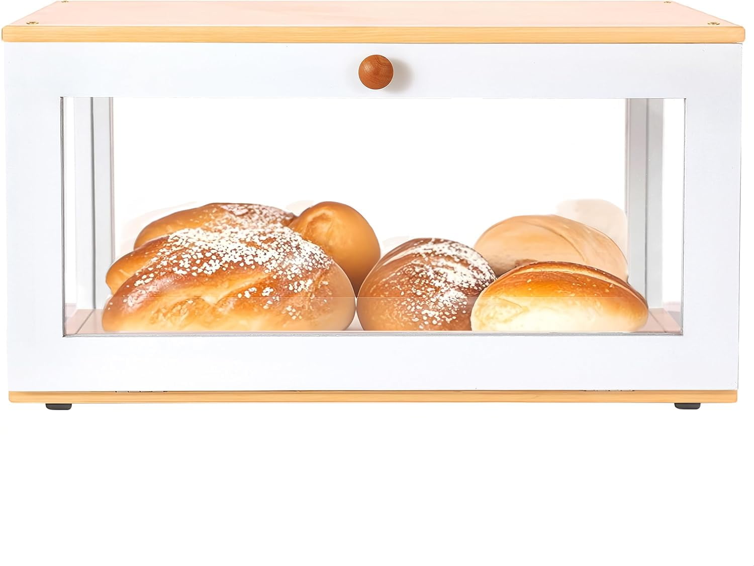Bamboo Bread Box for Kitchen Countertop - Large White Bread Box Pastry ...