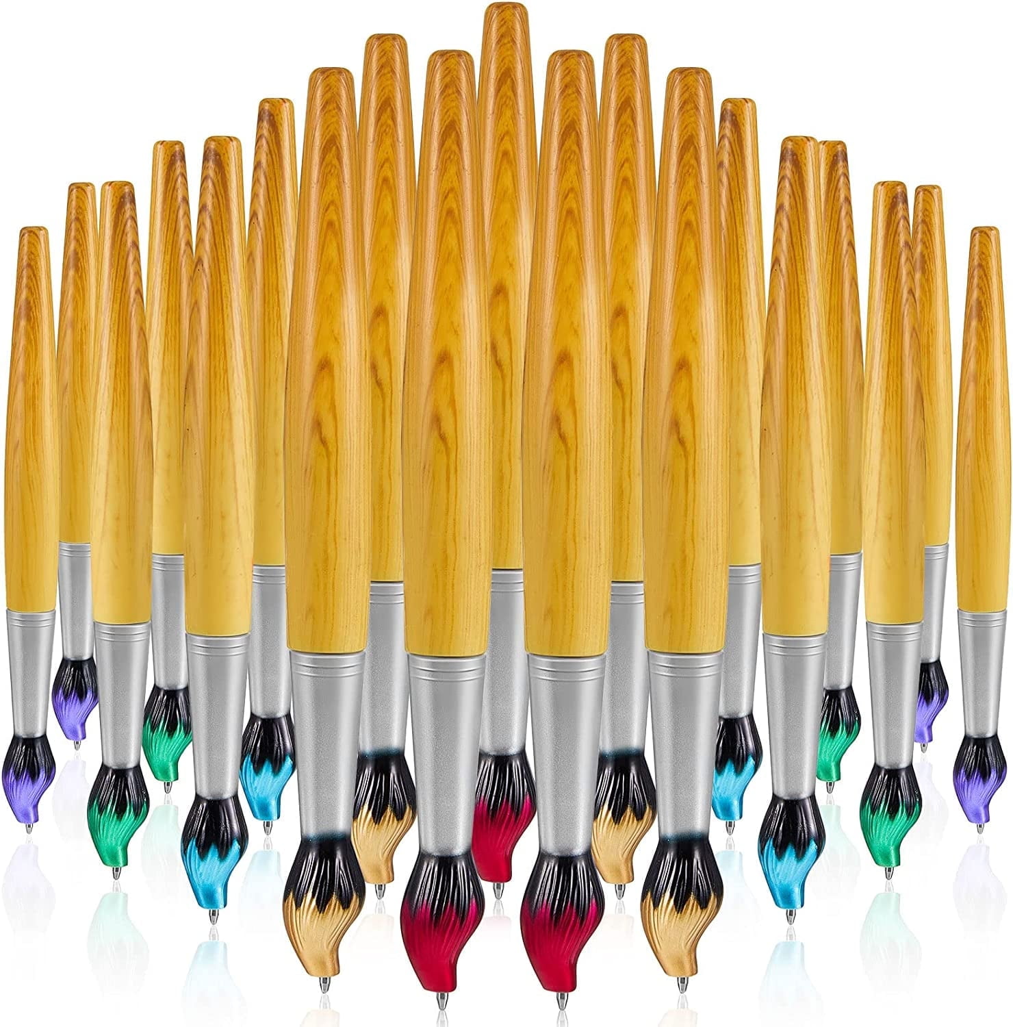 WSNIJFU Bamboo Brush Shape Ballpoint Pen Novelty Retractable Paintbrush Ink Pens for Art ...