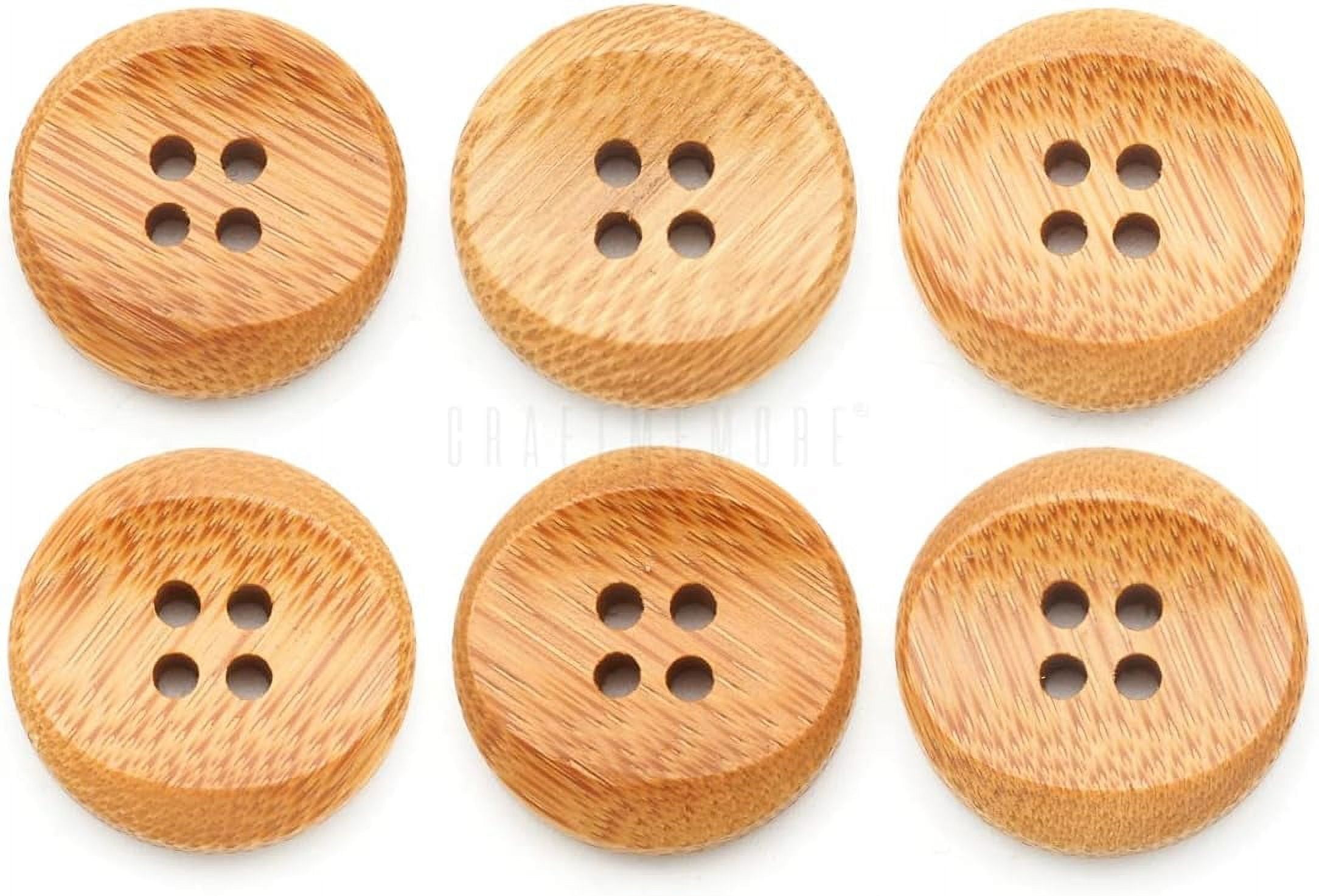 Bamboo Buttons 4 Holes Concave Wood Button for Garment Sewing DIY ...
