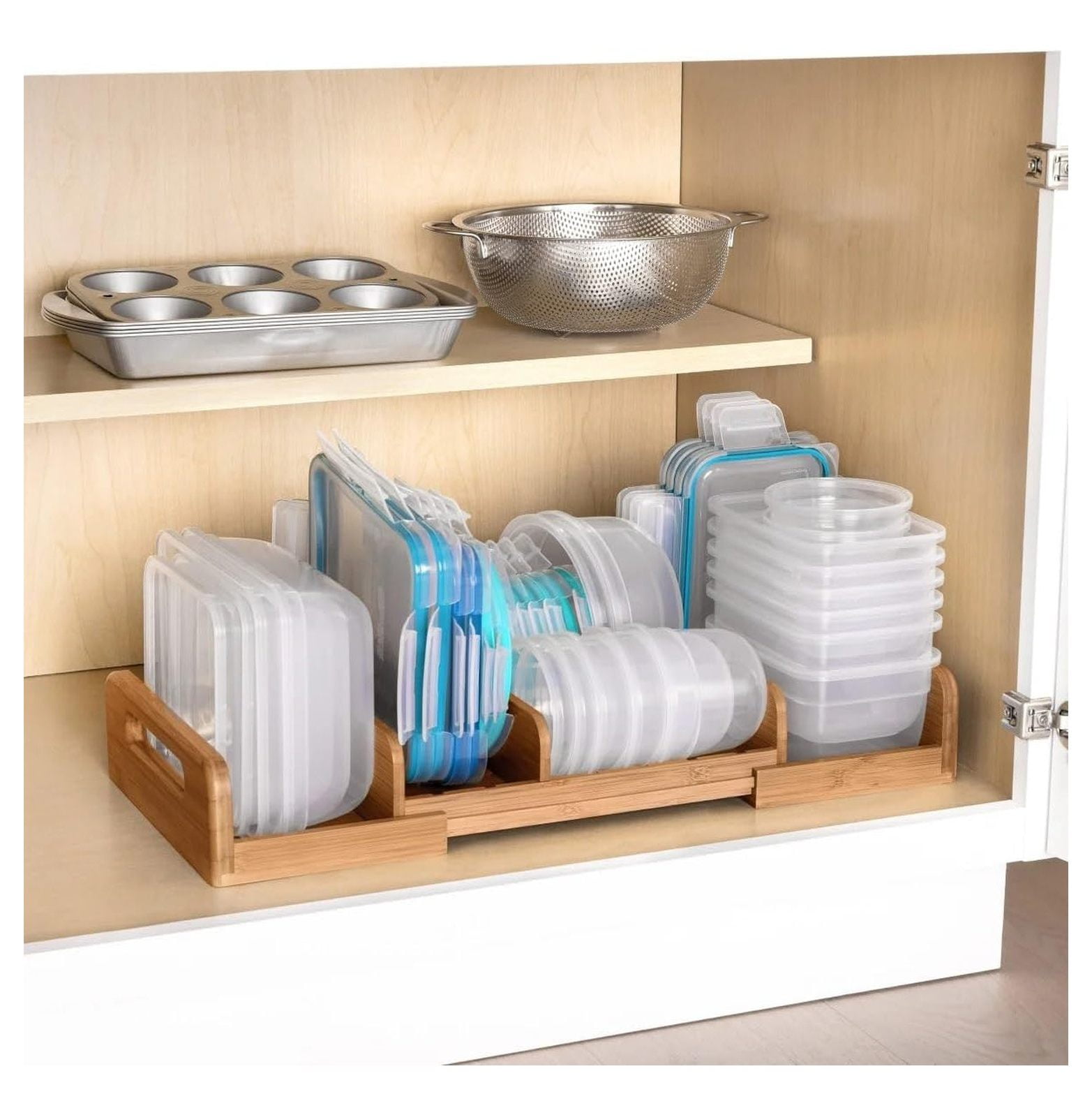 Bamboo Cabinet Organizer Expandable, Brown - Kitchen Cabinet & Pantry ...